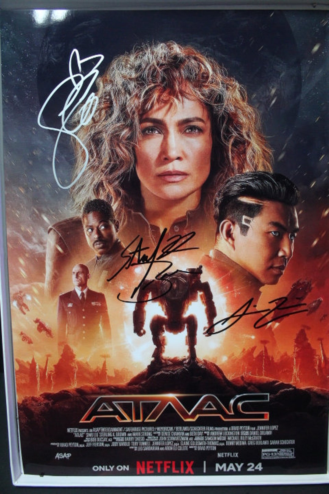 Autographed Premiere Movie Poster - Atlas - Jennifer Lopez, Simu Liu ...