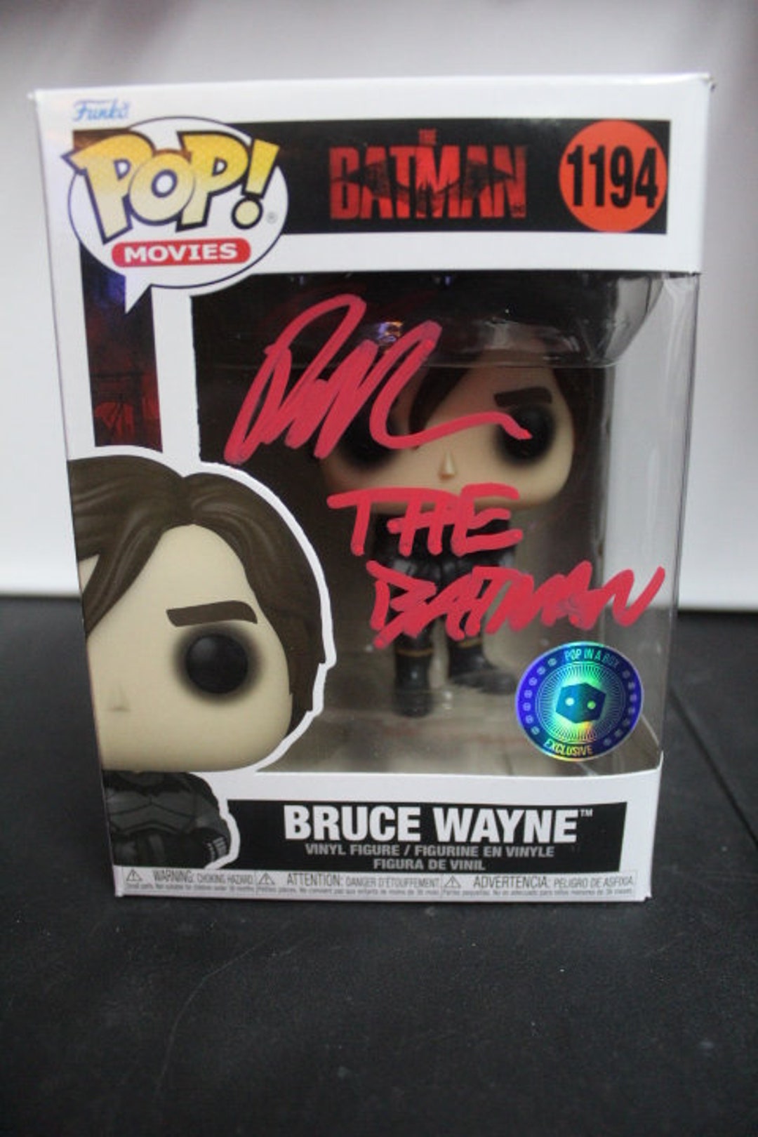 Signed Funko Pop #1194 - the Batman - Bruce Wayne Exclusive - Robert ...