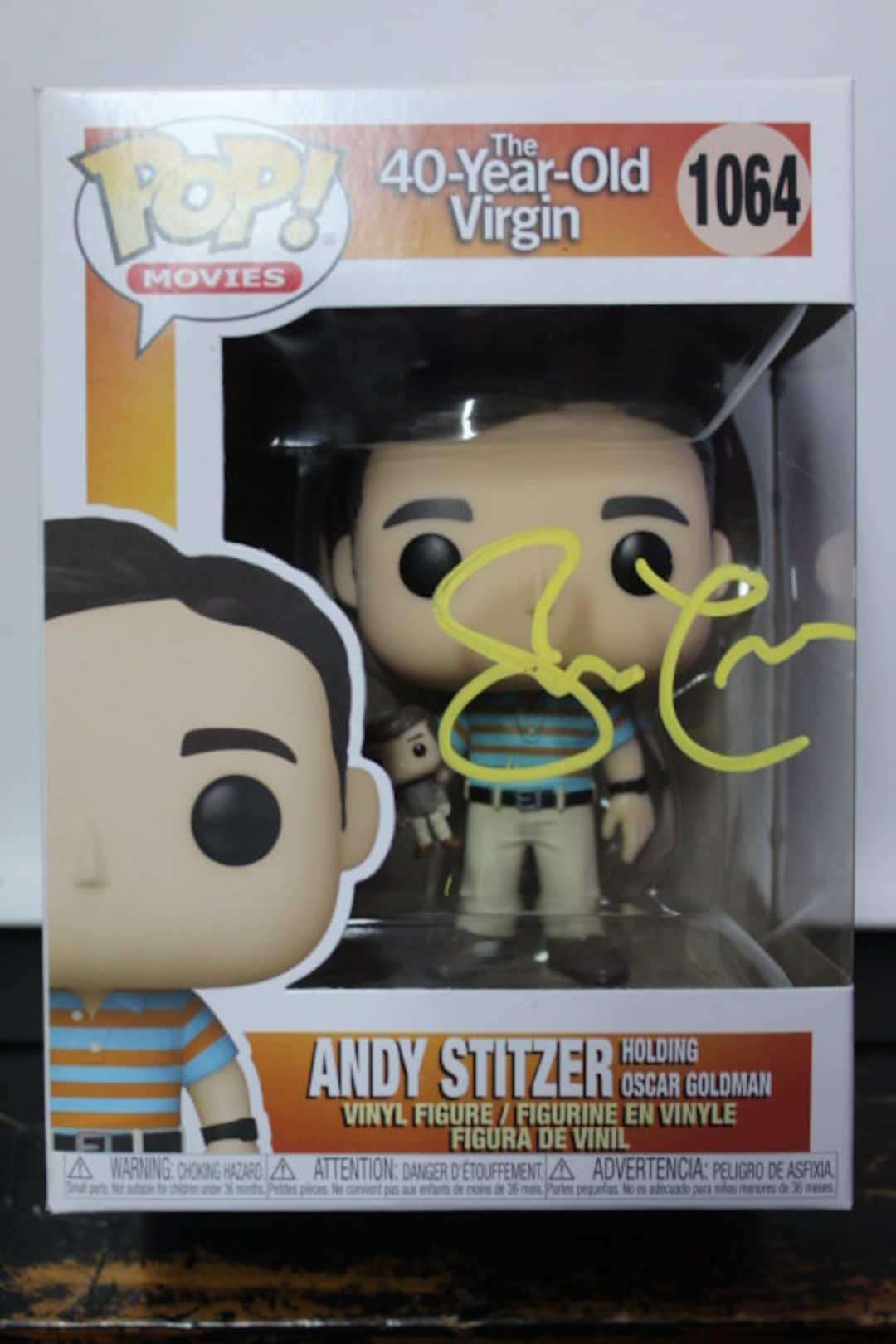 Signed Funko Pop #1064 - the 40 Year Old Virgin - Andy Stitzer - Steve ...