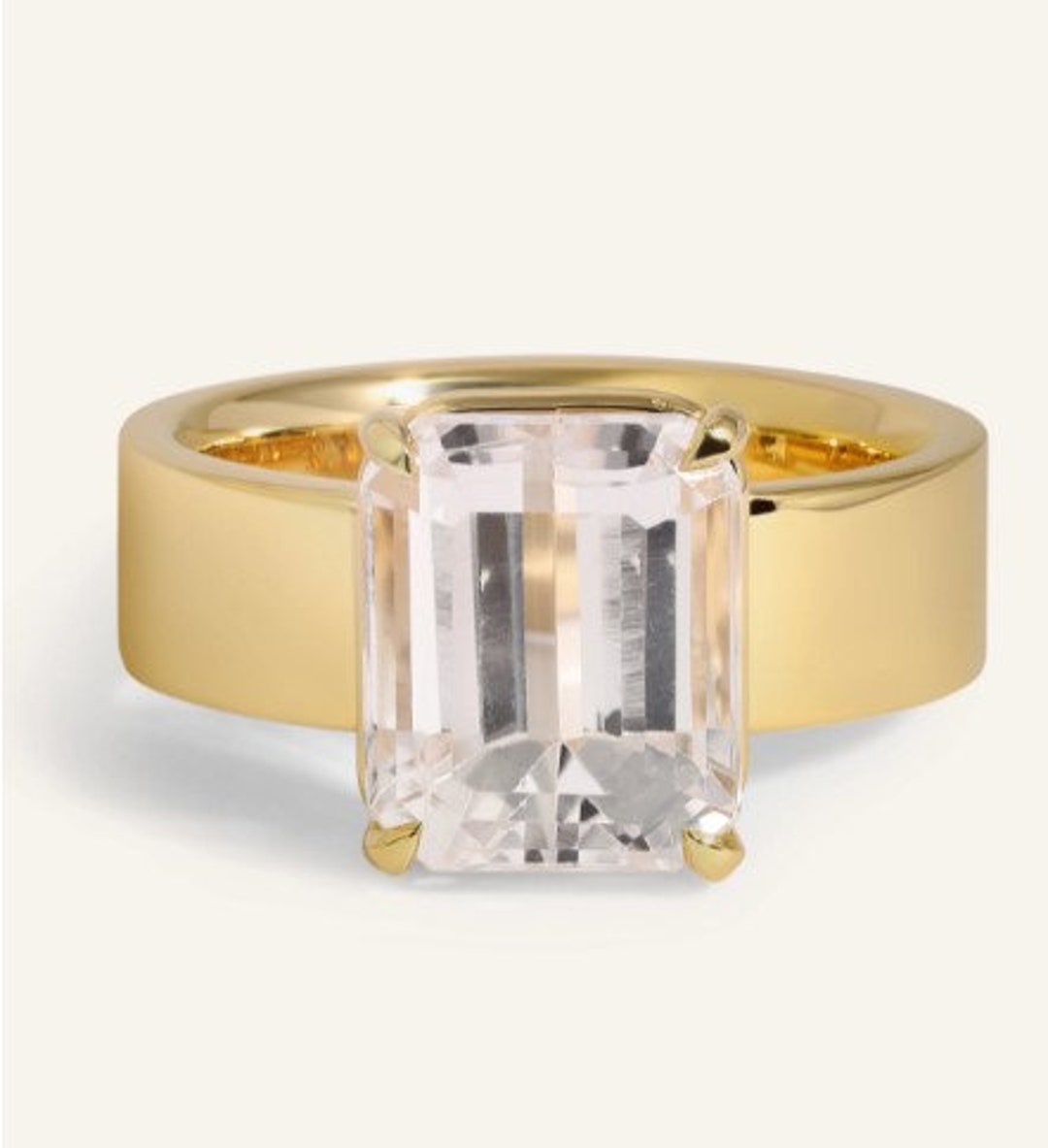 4 CT Emerald Cut Moissanite Engagement Ring, Simple Ring, Emerald Solitaire, 4ct Emerald Cut ...