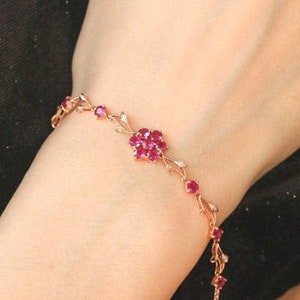 Flower Natural Colorful Ruby 18K Solid Yellow Gold Handmade Ruby ...