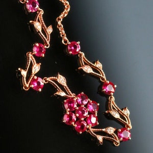 Flower Natural Colorful Ruby 18K Solid Yellow Gold Handmade Ruby ...