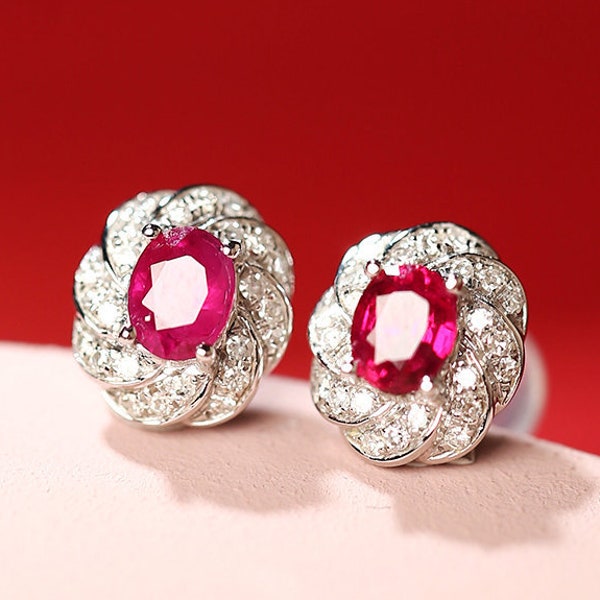 Pink Ruby Earrings - Etsy