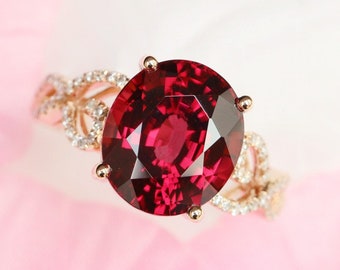 Infinity Red Tourmaline Diamond Engagement Ring in 18k Rose Gold ...