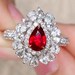 Cluster Pigeon Blood Ruby PT950 Ring With White Diamond Platinum 950 ...