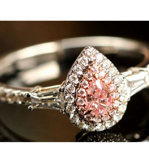 Natural Pink Diamond Engagement Ring 14k/18k White Gold Pink - Etsy