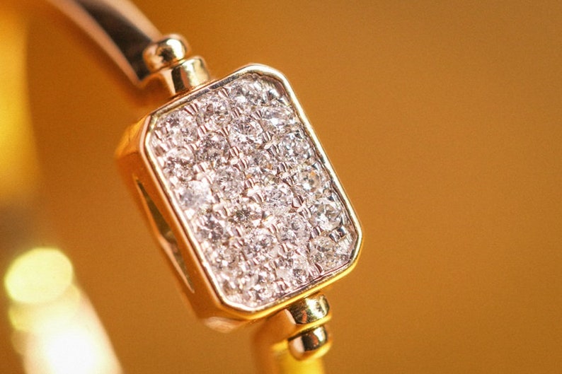 Natural Emerald & White Diamond Horizontal Stone Ring 18K - Etsy