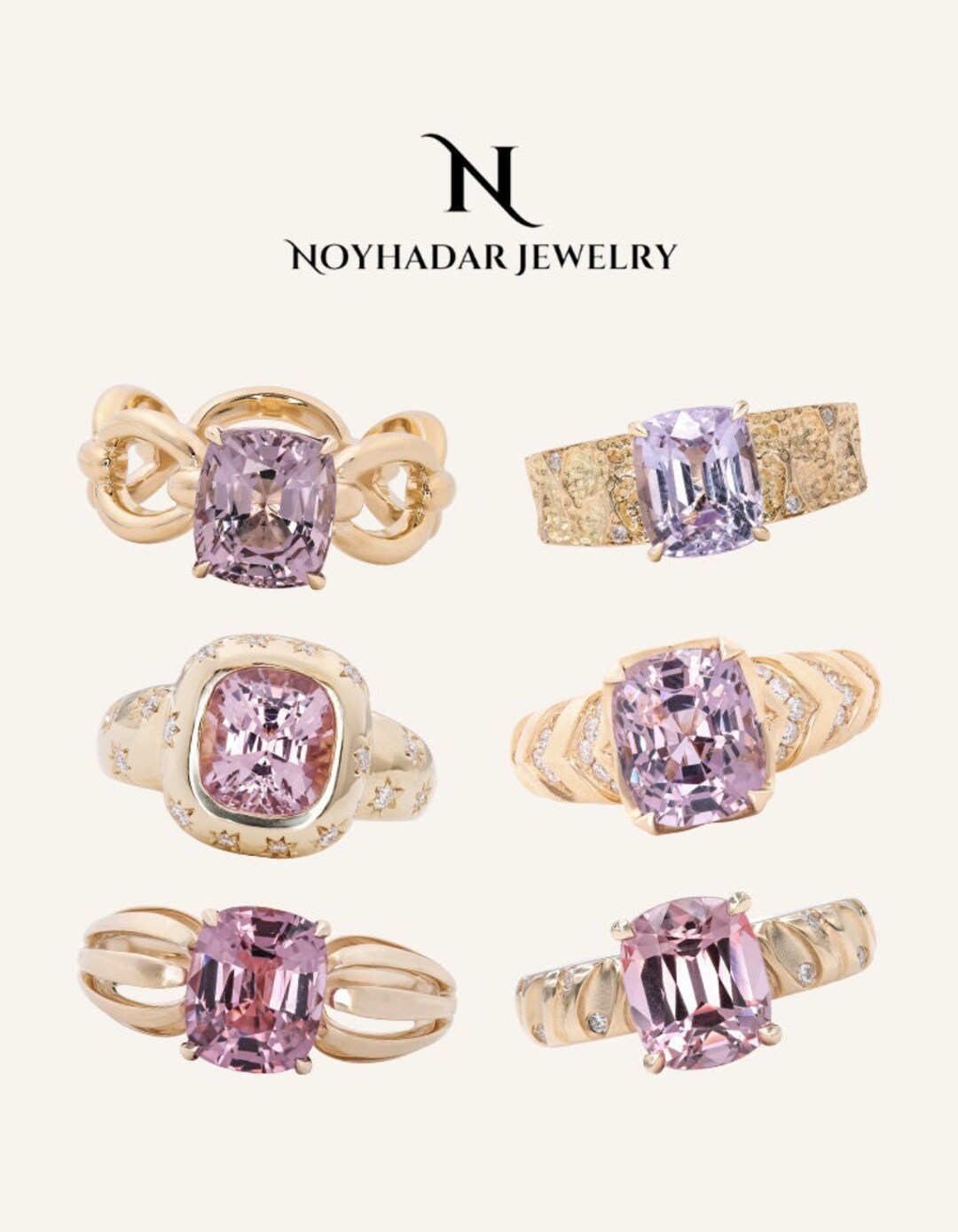 6 Style Natural Purple Spinel 18k Ring Retro Design Spinel Ring Purple ...