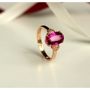 2.32ct Natural Rubellite Oval Cut & White Diamond 18K Solid Gold ...