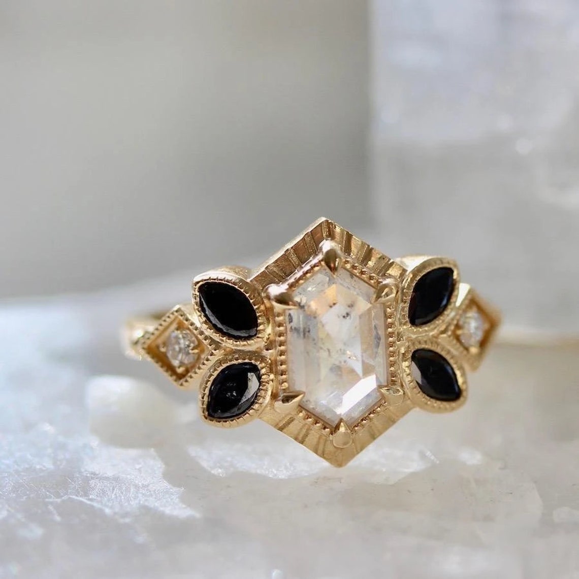 1.25ct Hexagon Cut Diamond 14K Solid Yellow Gold Handmade Ring - Etsy
