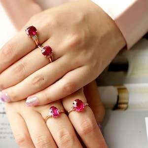 2.32ct Natural Rubellite Oval Cut & White Diamond 18K Solid Gold ...