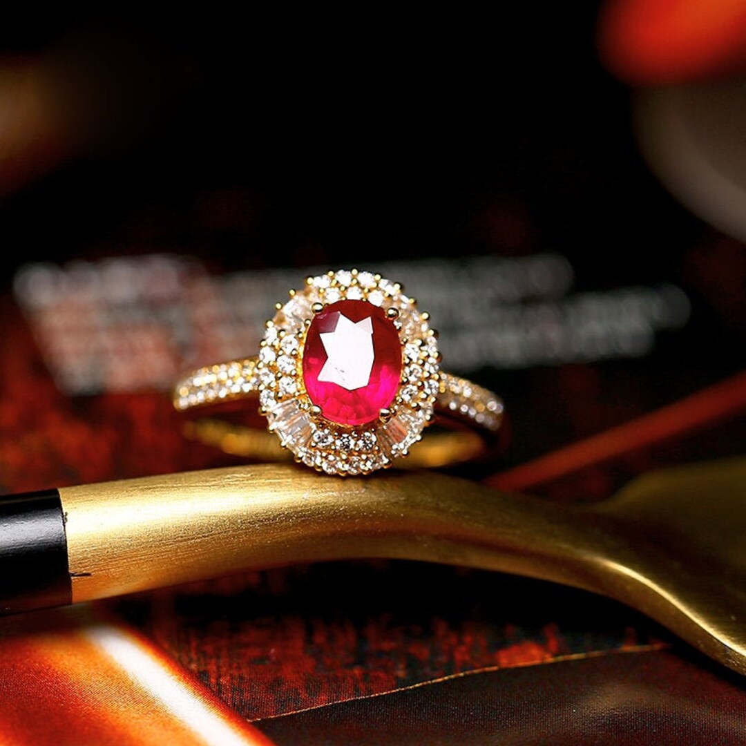 1.25ct Natural Pigeon Blood Ruby Oval Cut 18k Ring 18k Solid - Etsy