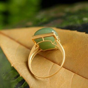 Natural Jade Square Shape 18K Solid Yellow Gold Handmade Jade Ring ...