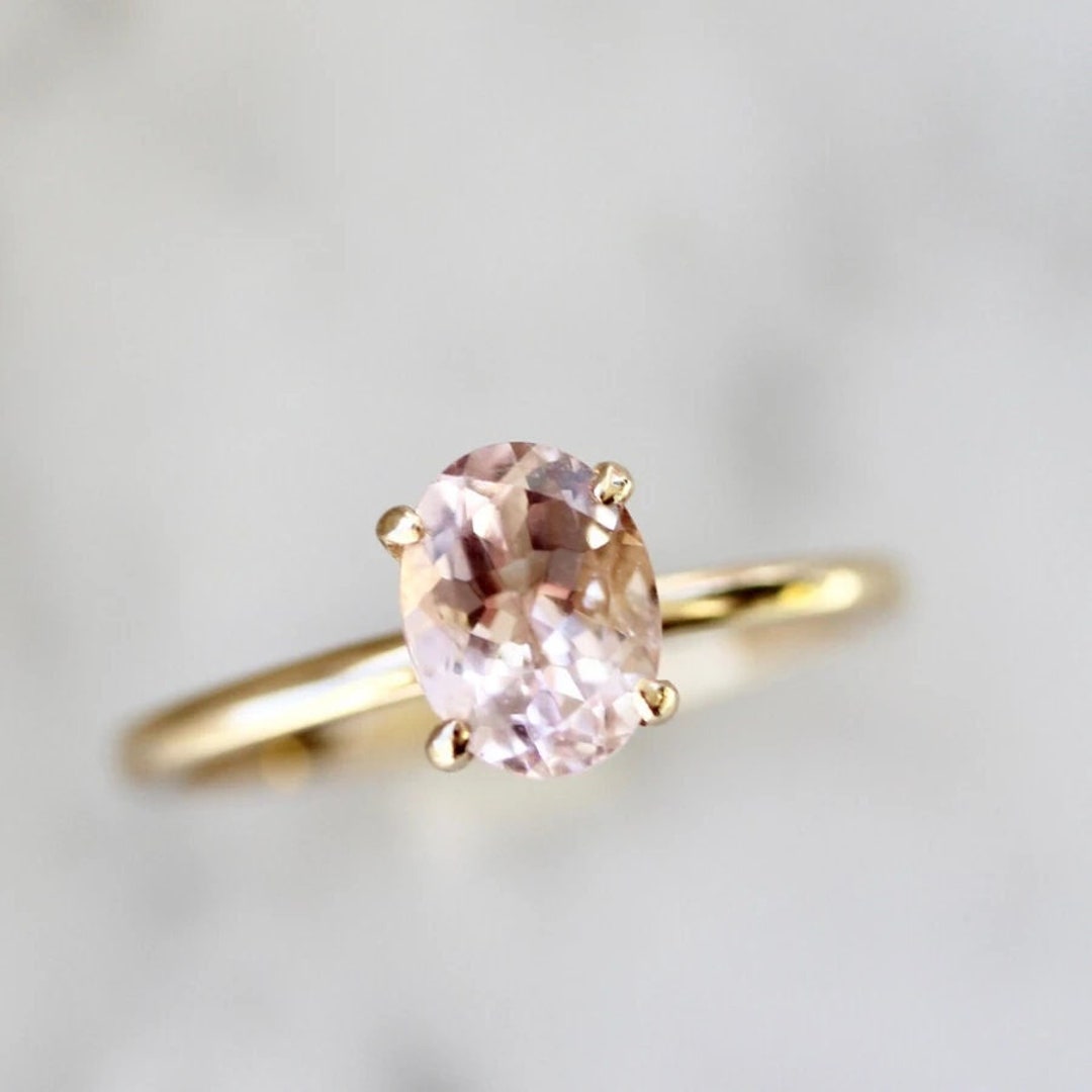 2.27ct Morganite Solitaire 14K Yellow Gold Handmade Ring - Etsy
