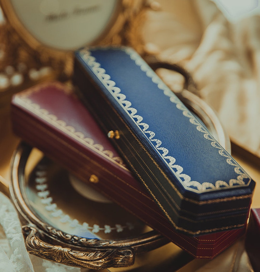 Vintage Style Navy Blue Color Rectangle Jewelry Box, Retro Jewelry Box ...
