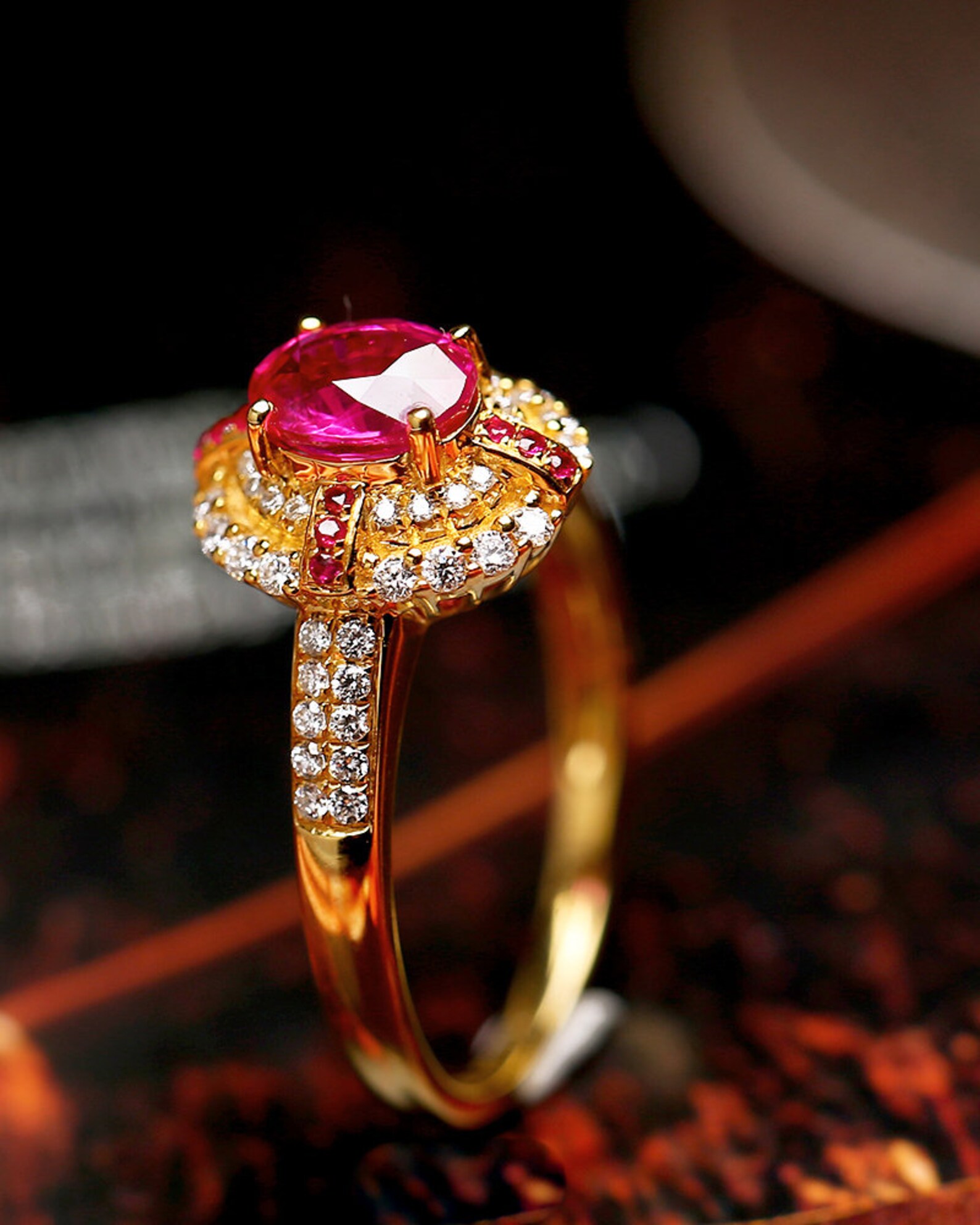 Natural Pink Peach Ruby Oval Cut 18K Solid Yellow Gold | Etsy