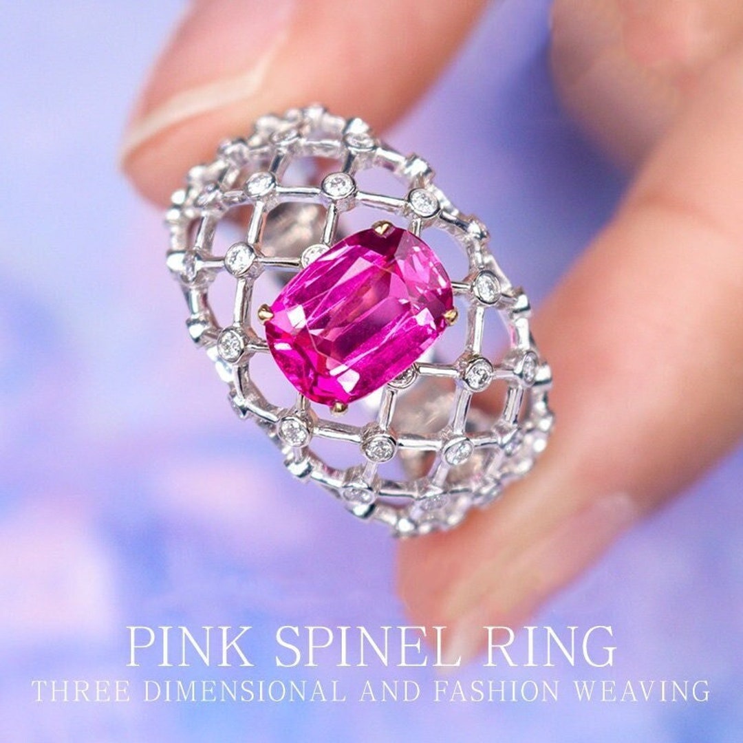 1.96ct Natural Pink Spinel 18K Gold Ring, 18K Solid White Gold Ring ...