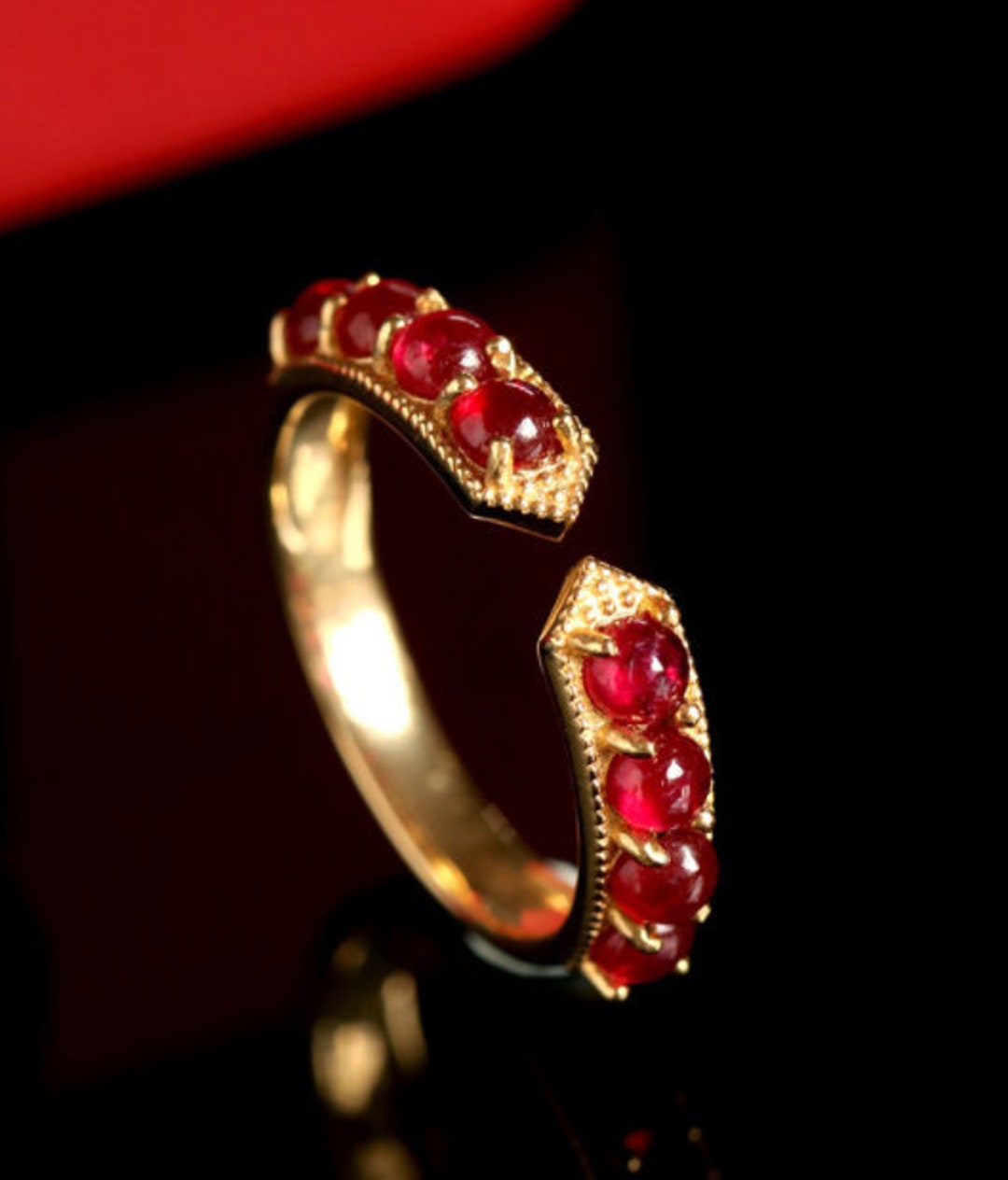 Natural Ruby Cabochon Cut 18K Solid Yellow Gold Handmade Ruby - Etsy