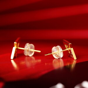 Natural Ruby Triangle 18K Solid White Gold Handmade Ruby Earring Fine ...