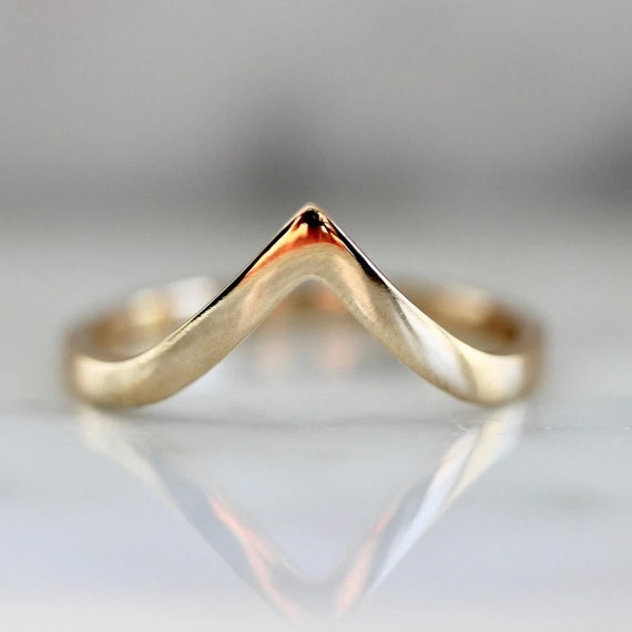 Chevron Gold Band 14K Solid Yellow Gold Chevron Ring Rose - Etsy