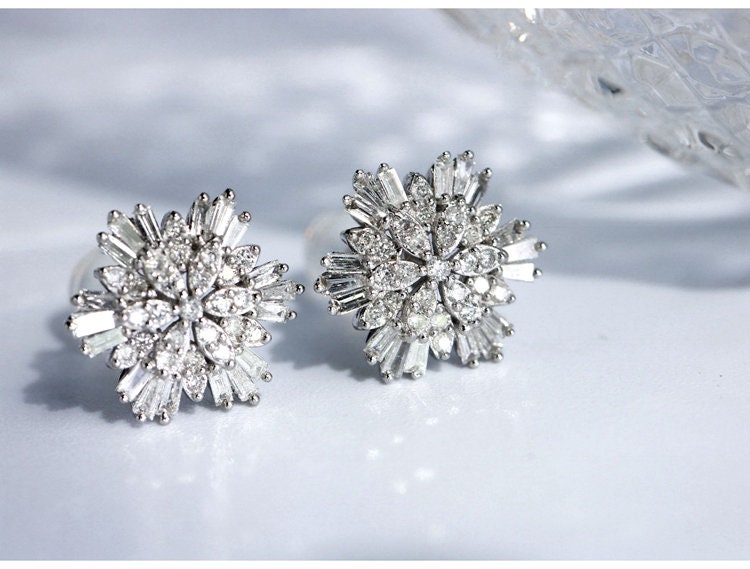 Sakura White Diamond Handmade 18K Solid White Gold Diamond - Etsy