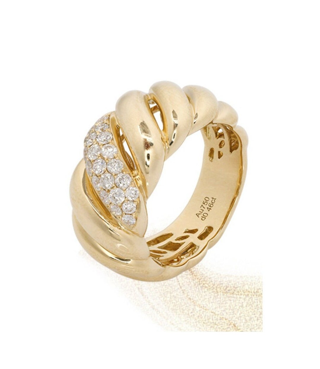 5 Style Italy Twisted 18k Gold Diamond Ring Italy Craft Design ...