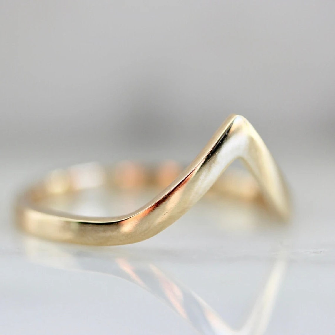 Chevron Gold Band 14K Solid Yellow Gold Chevron Ring Rose - Etsy