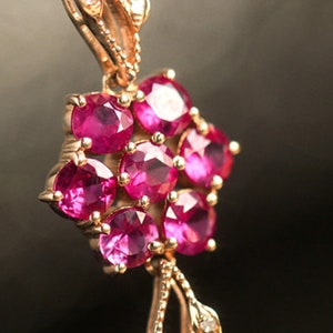 Flower Natural Colorful Ruby 18K Solid Yellow Gold Handmade Ruby ...