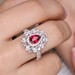 Cluster Pigeon Blood Ruby PT950 Ring With White Diamond Platinum 950 ...