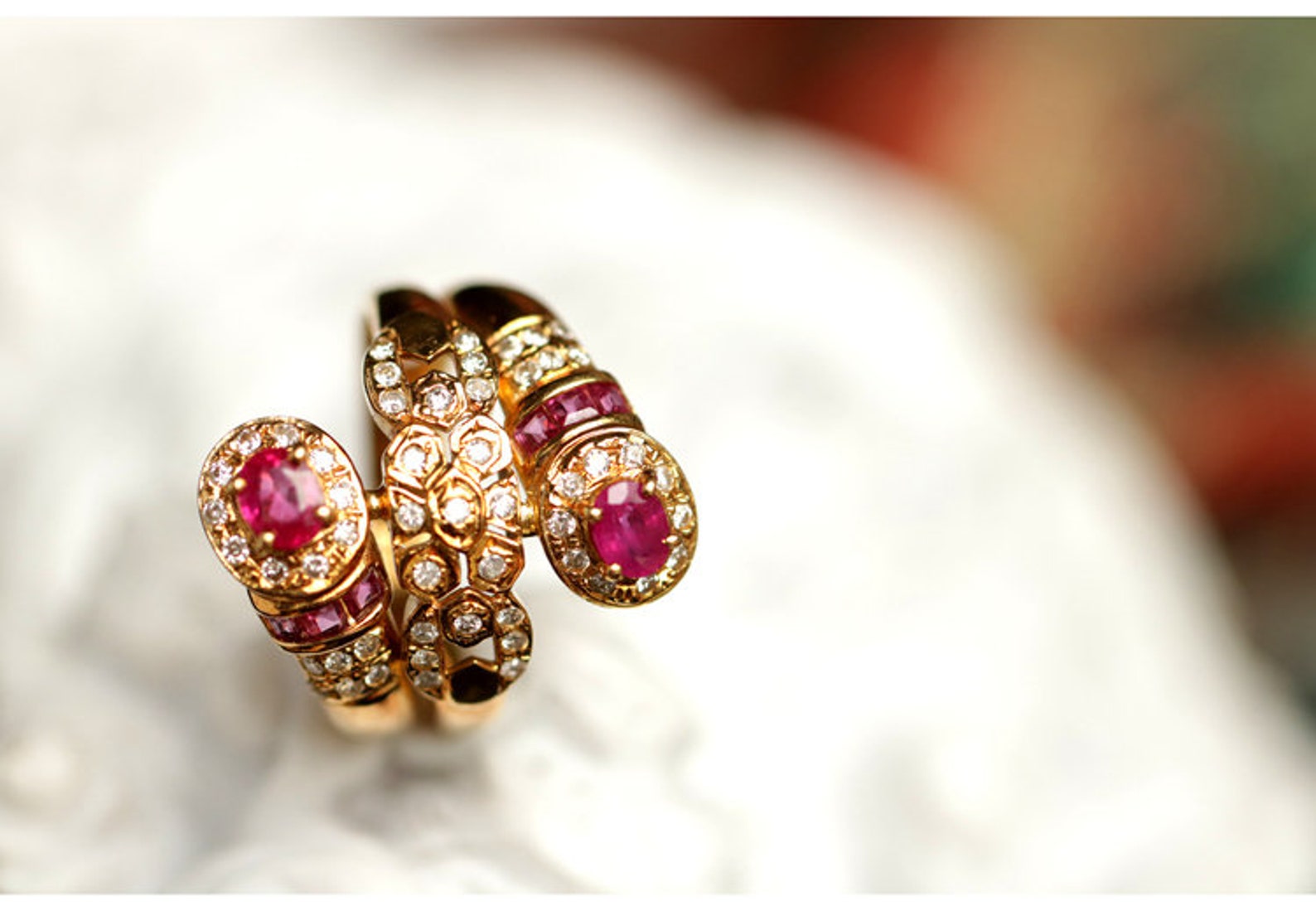 Natural Peach Ruby Oval Cut & White Diamond Handmade 18K Solid - Etsy