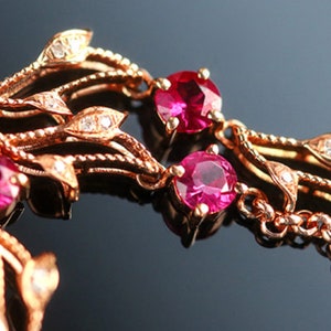 Flower Natural Colorful Ruby 18K Solid Yellow Gold Handmade Ruby ...
