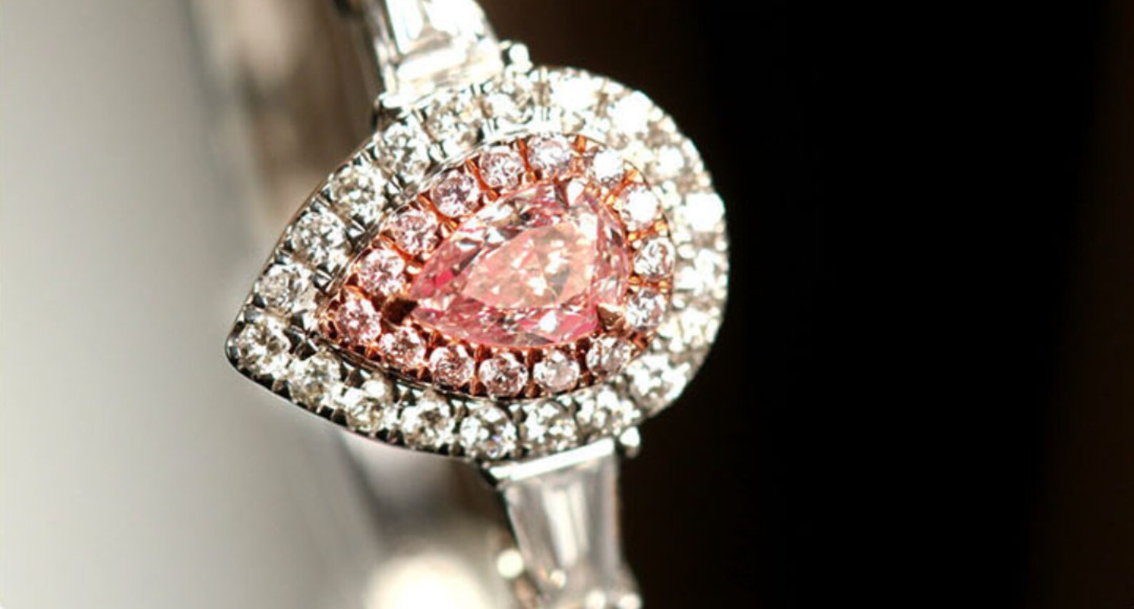 Natural Pink Diamond Pear Shape & White Diamond Handmade 18K - Etsy