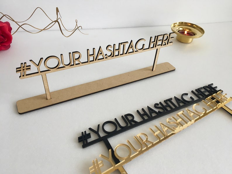Custom Wedding Hashtag Sign Personalized Laser Cut Name - Etsy