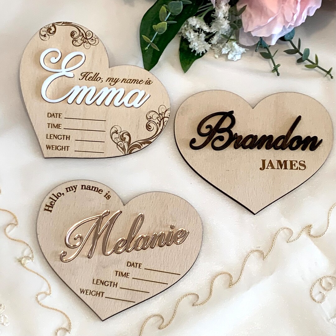 Heart Announcement Sign Personalized Name Baby Birth Stats Heart ...