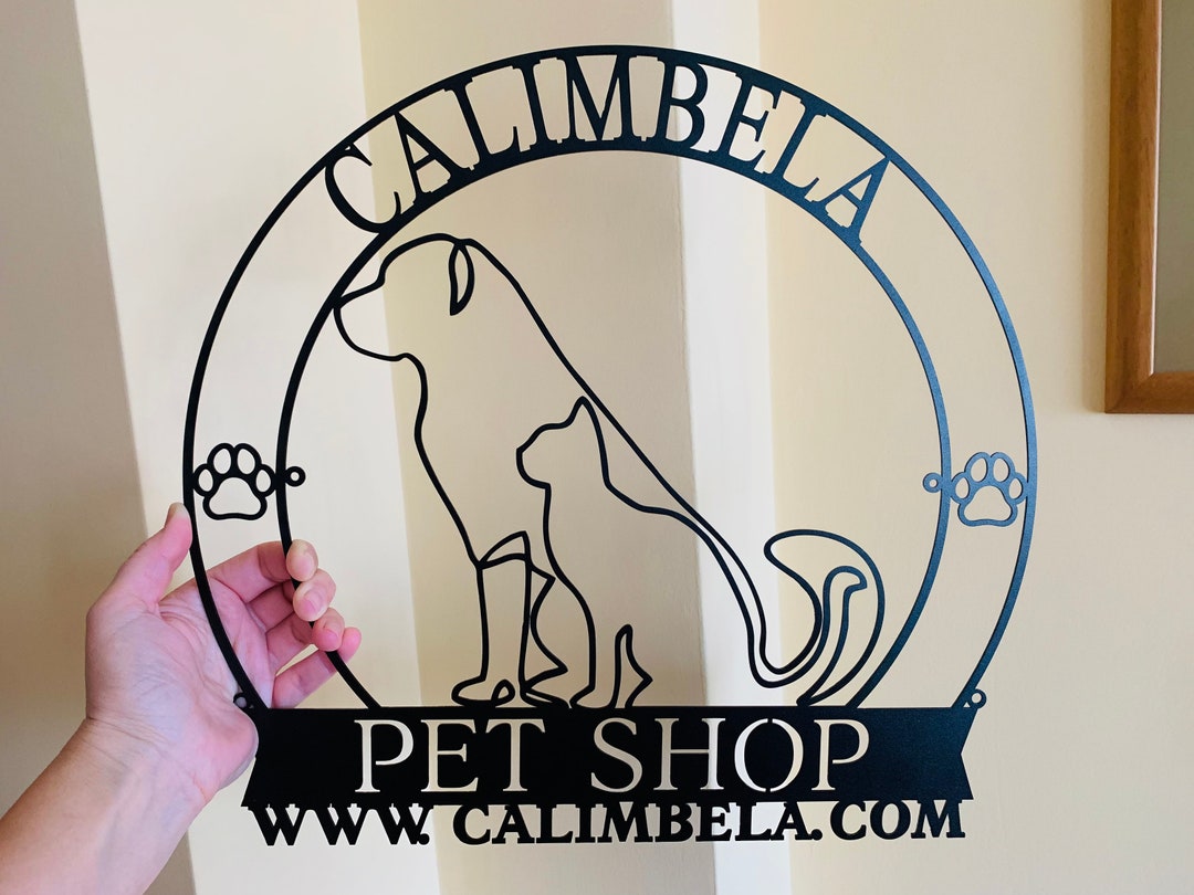 Personalized Pet Shop Sign Custom Logo Name Plaque Metal Wall Art Decor ...