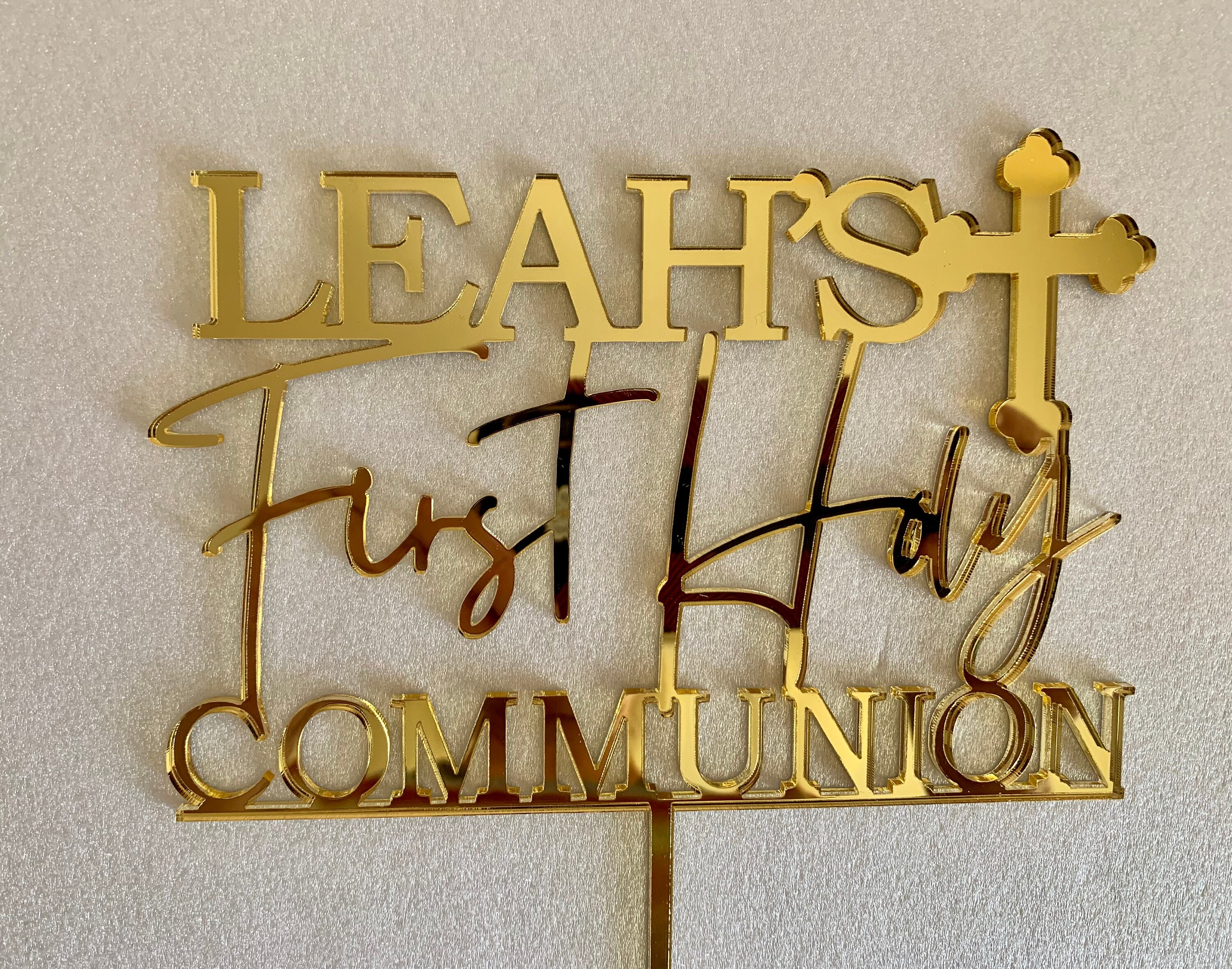 Personalized First Holy Communion Cake Topper With Custom Name - Etsy