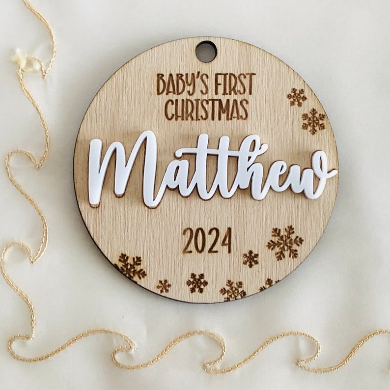 Personalized Baby’s First Christmas Ornament - 1st Xmas Name Bauble ...
