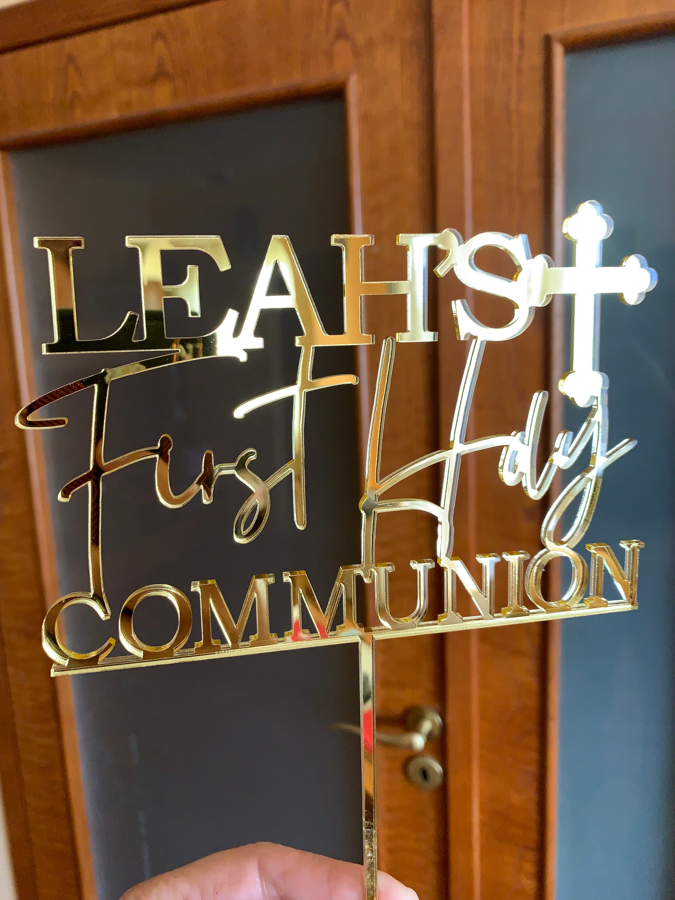 Personalized First Holy Communion Cake Topper With Custom Name & Cross ...