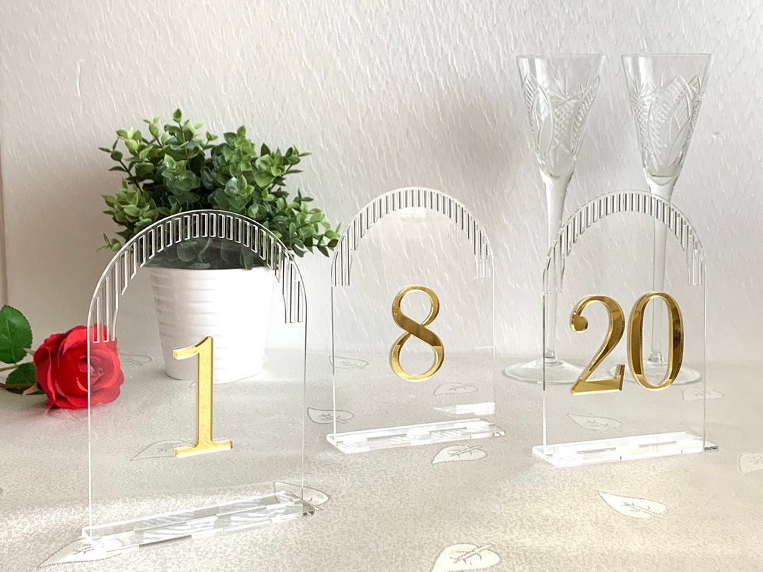 Personalized Table Numbers - Arch Shape Wedding Signs, Modern Acrylic ...