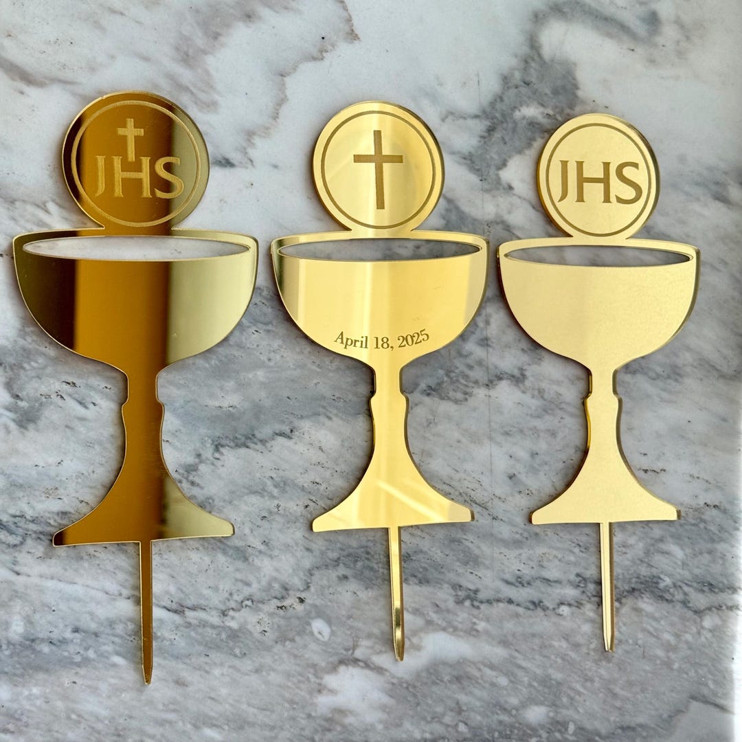 First Holy Communion Chalice Cake Topper - JHS Cake Decoration ...