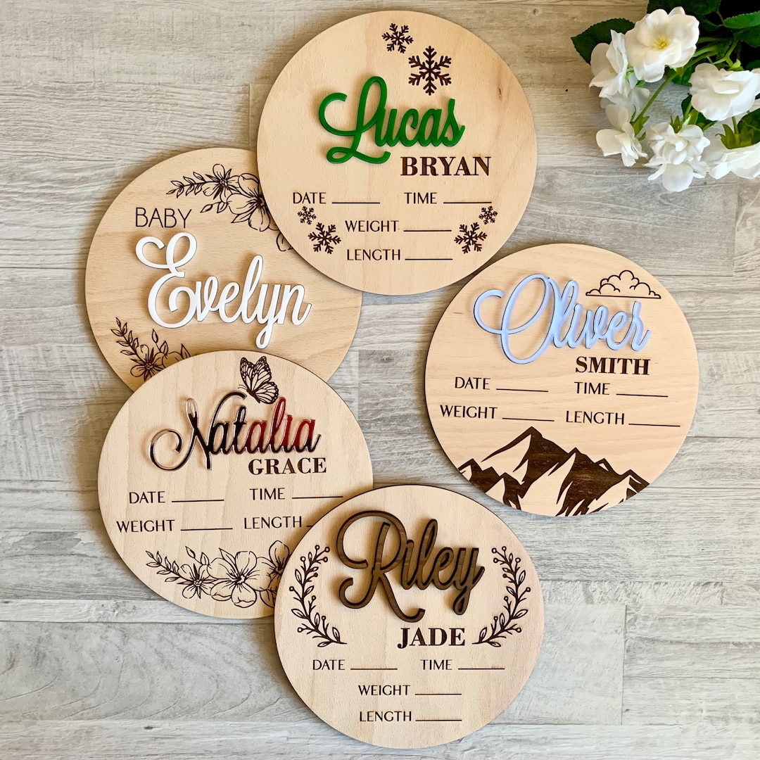 Baby Announcement Signs | Custom Name & Birth Stats Plaque ...