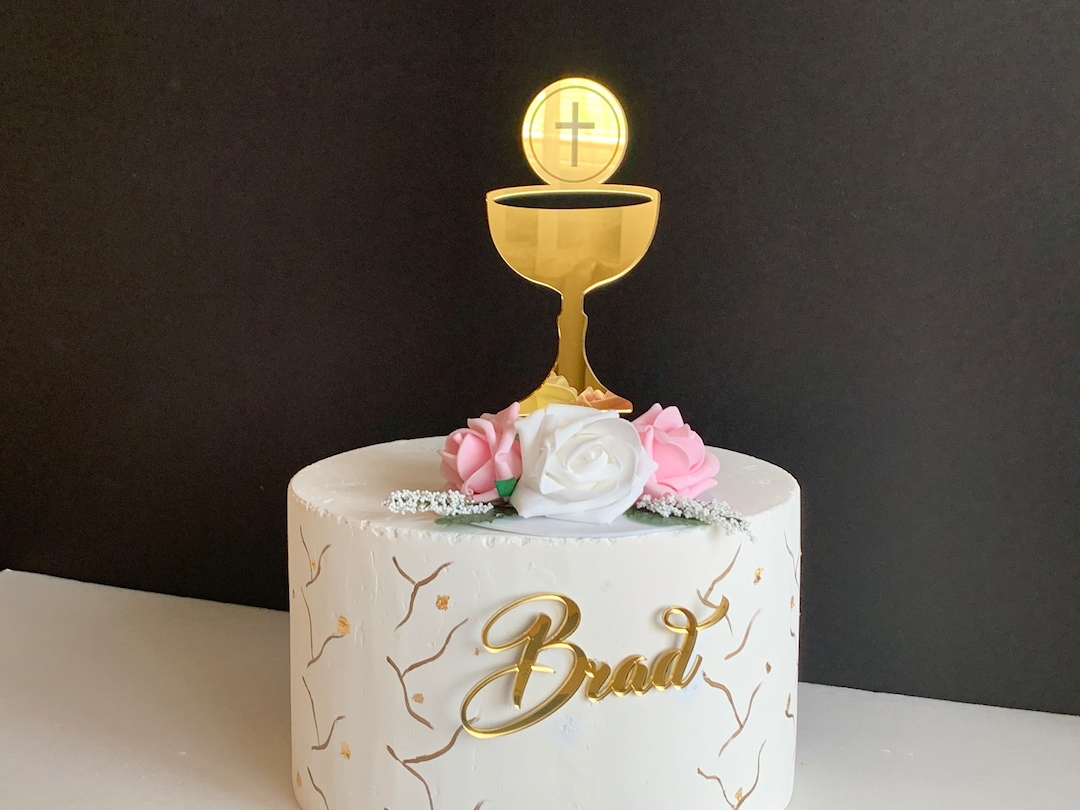 Custom Chalice Cake Topper - Personalized Name Cake Charm for First ...