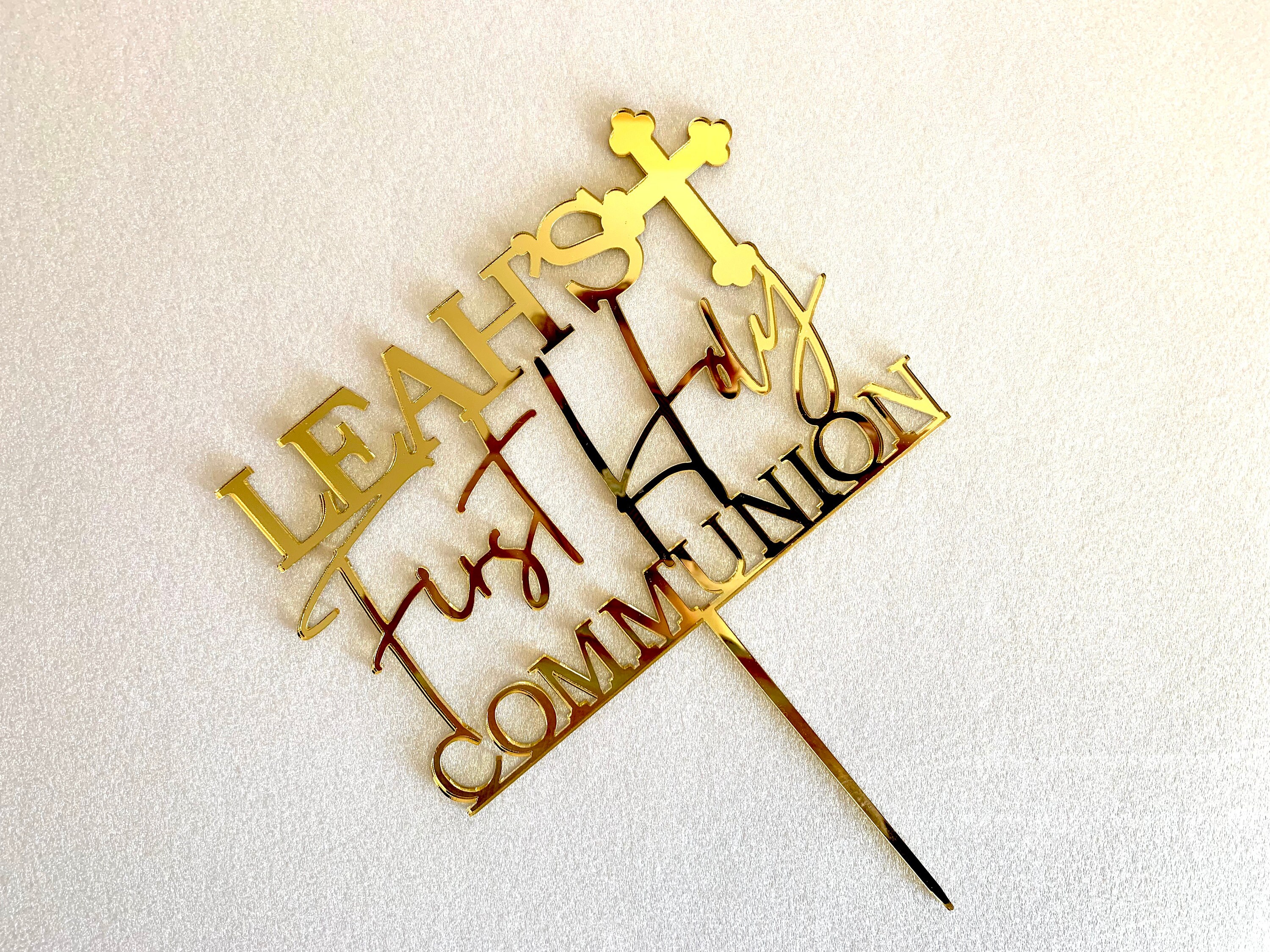 Personalized First Holy Communion Cake Topper With Custom Name - Etsy