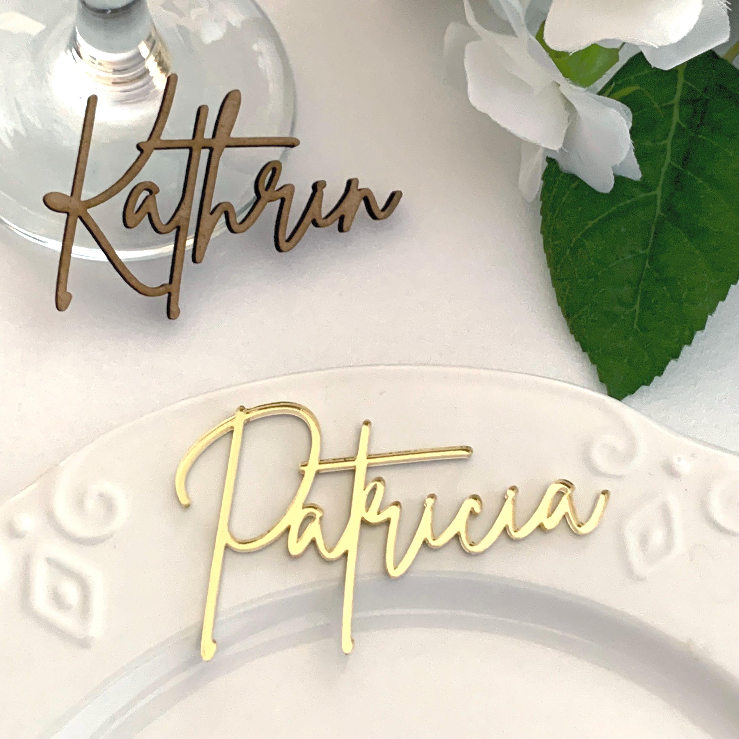 Custom Laser Cut Names for Weddings, Personalized Acrylic or Wood Place ...