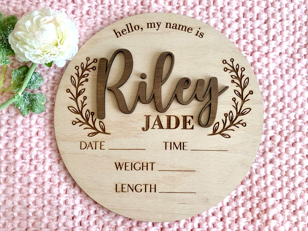 Personalized Baby Name Announcement Sign Custom 3D Wood Baby Birth ...