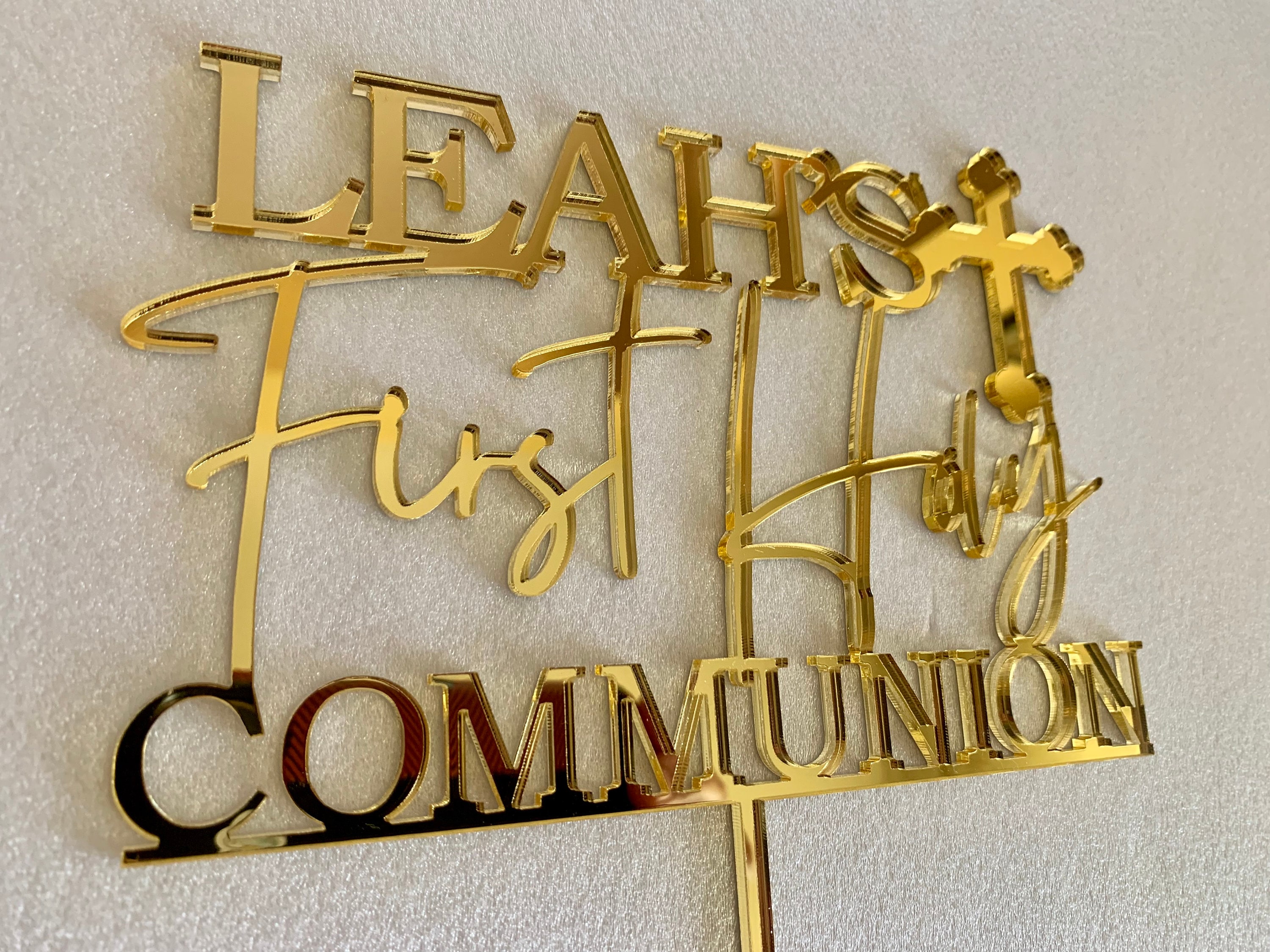 Personalized First Holy Communion Cake Topper With Custom Name - Etsy