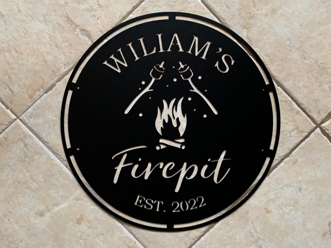 Personalized Fire Pit Metal Sign Custom Name Backyard Firepit Outdoor ...