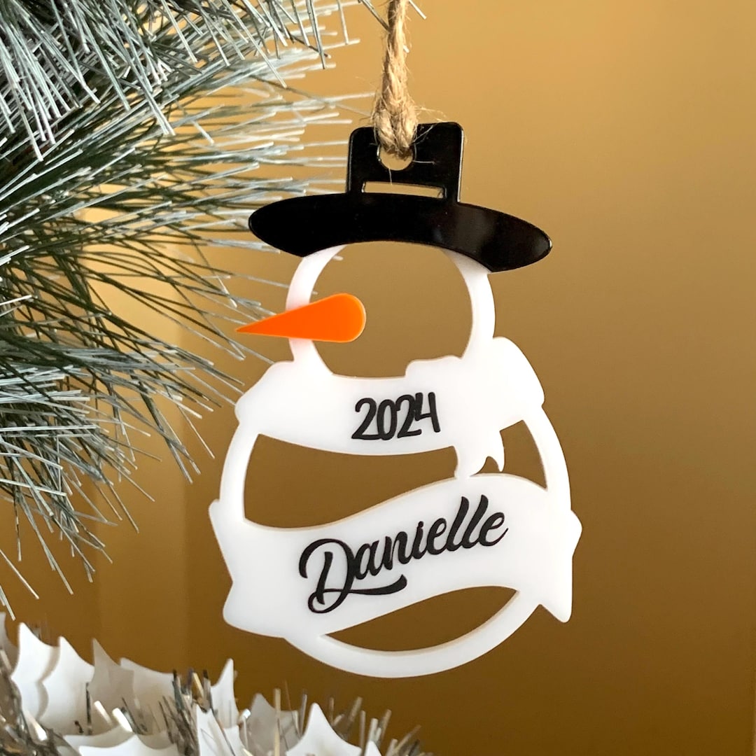 Personalized Snowman Christmas Ornament With Name - Custom Name Hanging ...