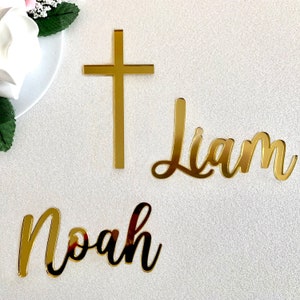 Personalized 2 Custom Names & Cross Cake Name Charms Custom Christening ...