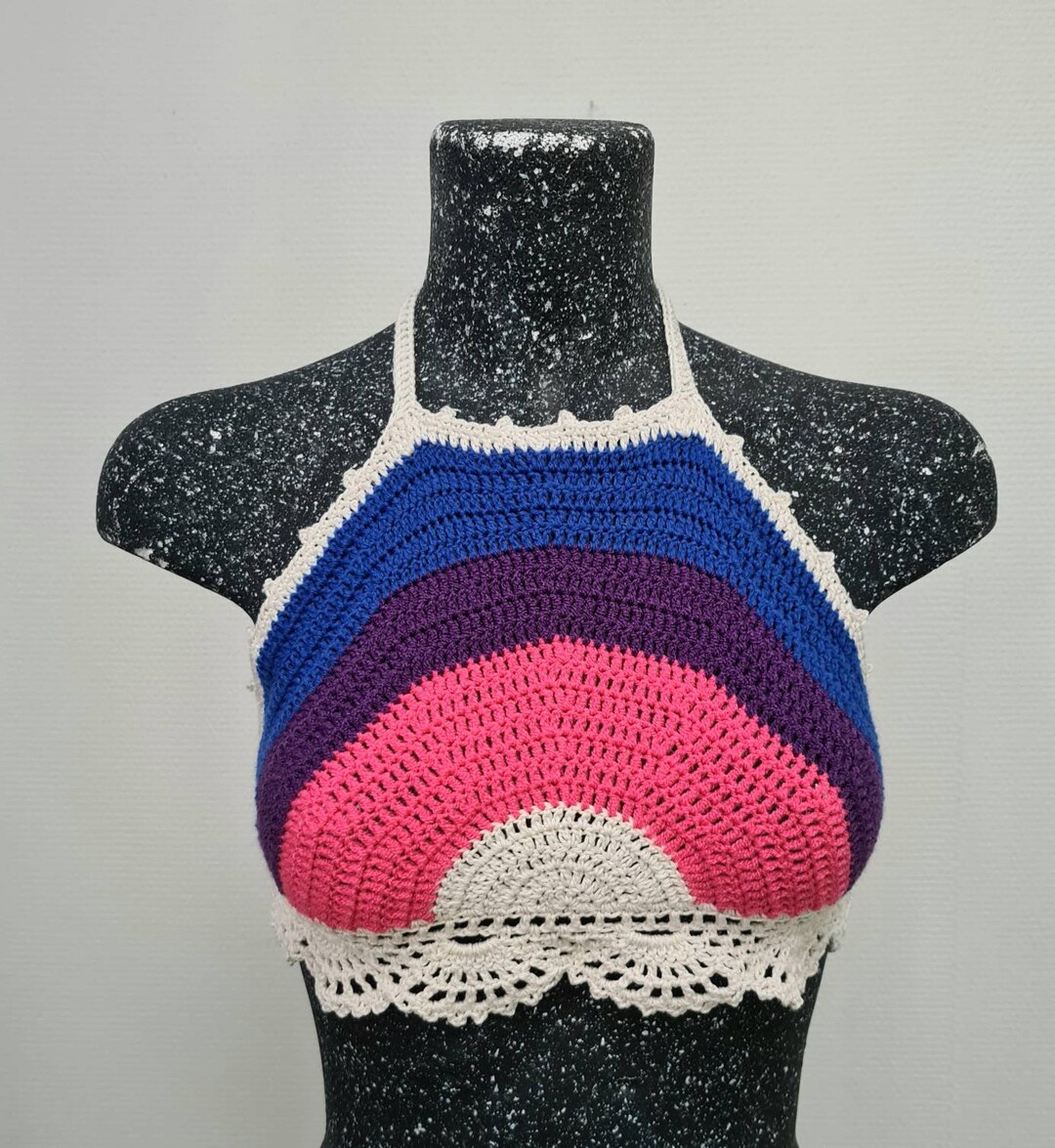 Crochet Bisexual Pride Rainbow Halter Top / Boho Hippie Festival Outfit ...